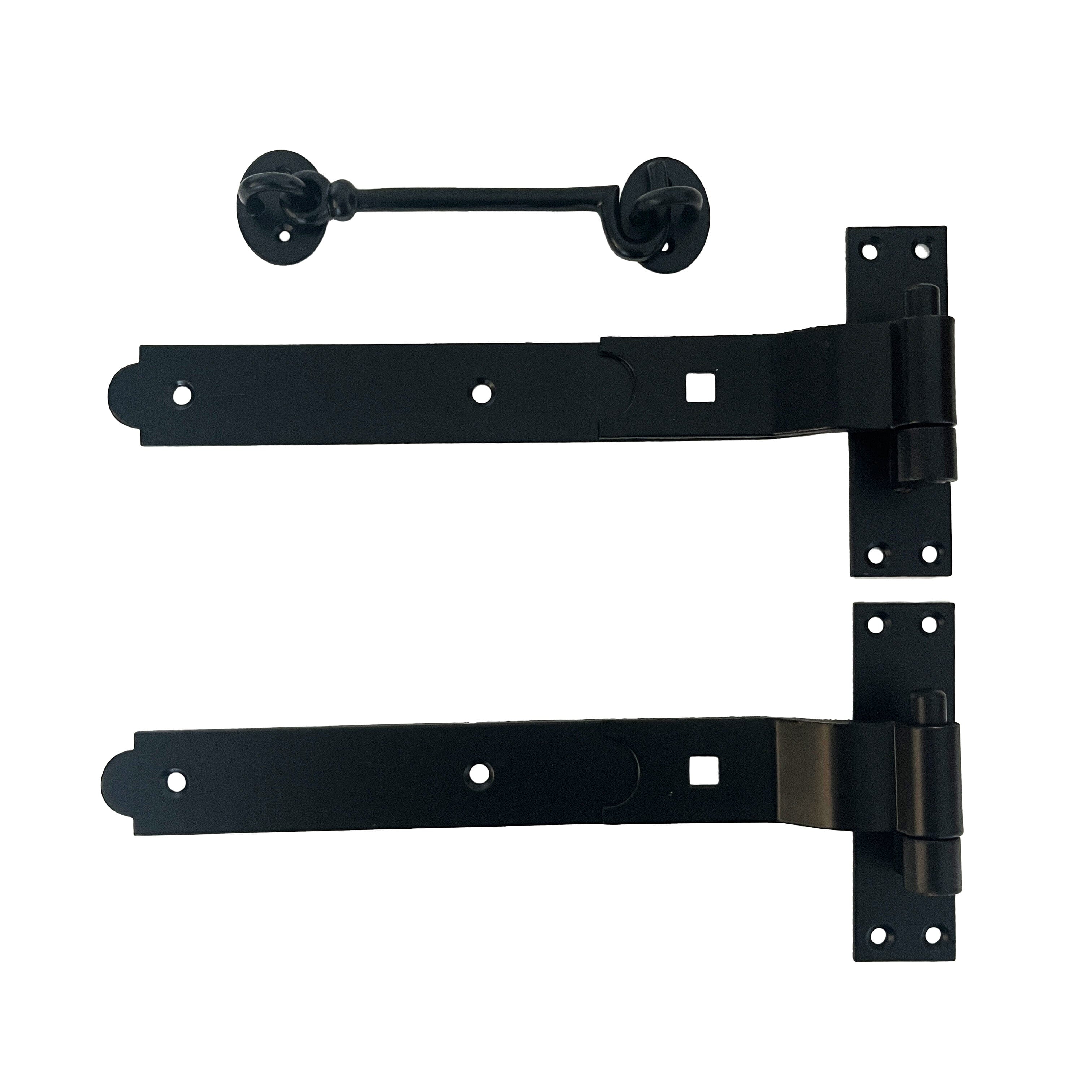 Black Cast Iron Gate Hinge and Latch Set – Heavy Duty Hardware for Woo ...