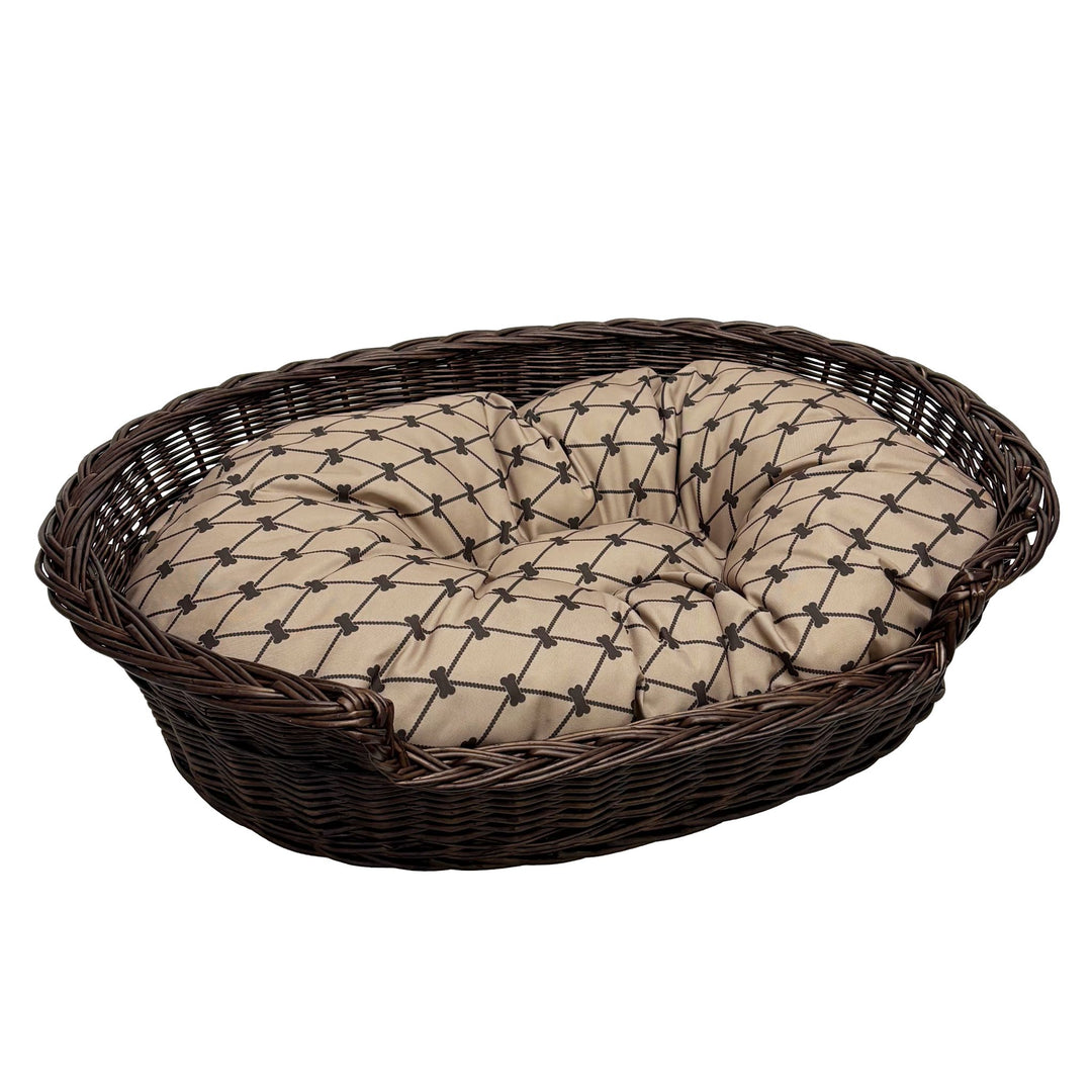 Wicker Dog Cat Basket Dark Cushion Various Sizes – Prestige Wicker