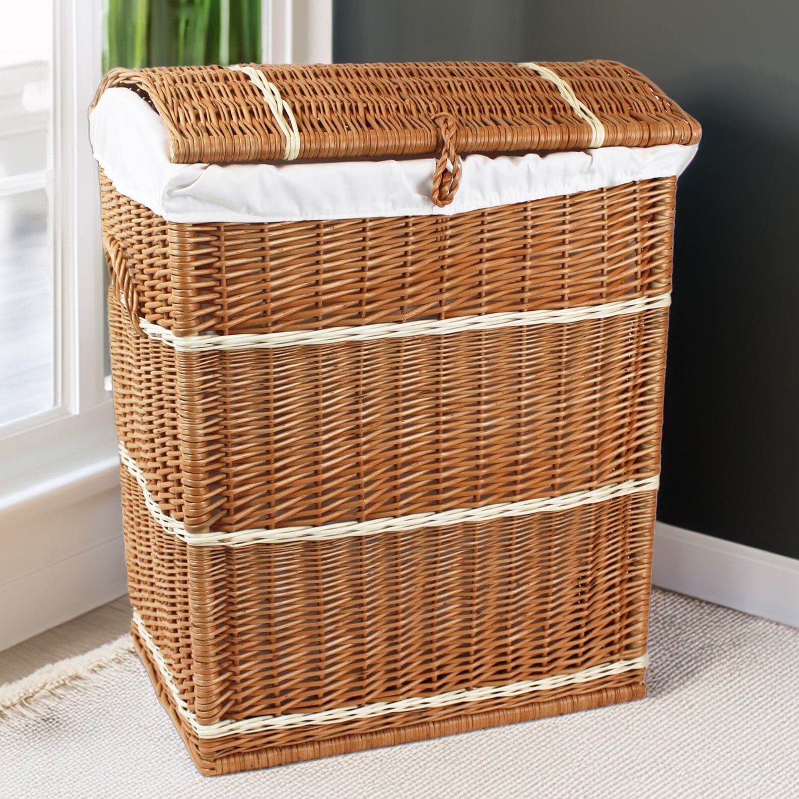 Wicker Laundry Basket Lined Large – Prestige Wicker
